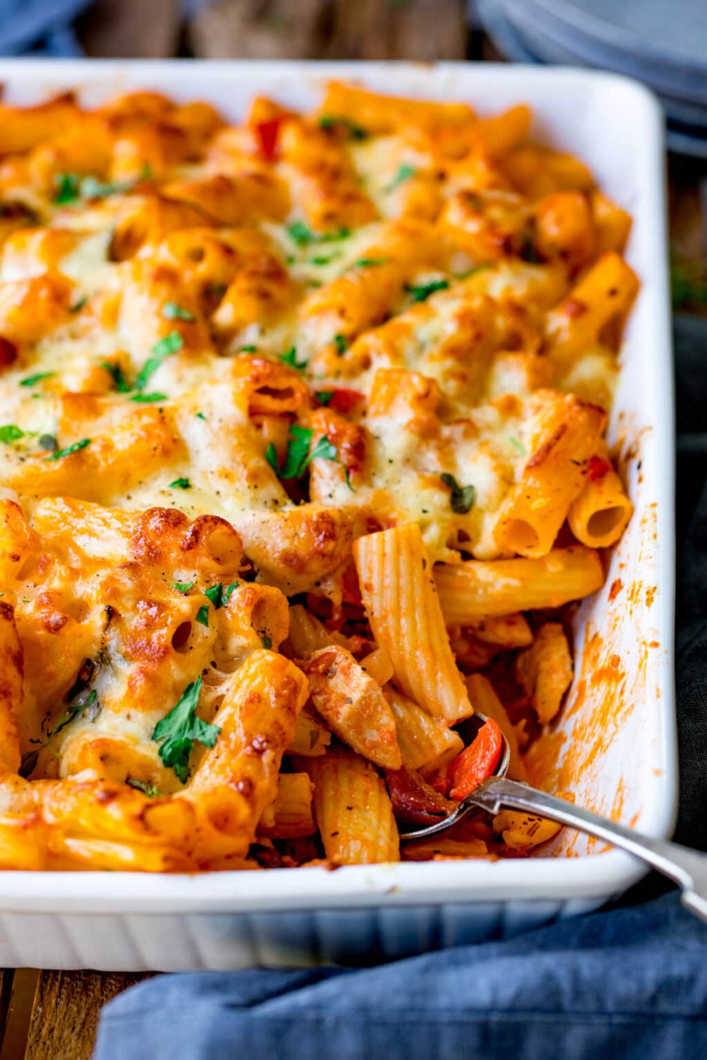 Cheesy Pasta Bake With Chicken And Bacon