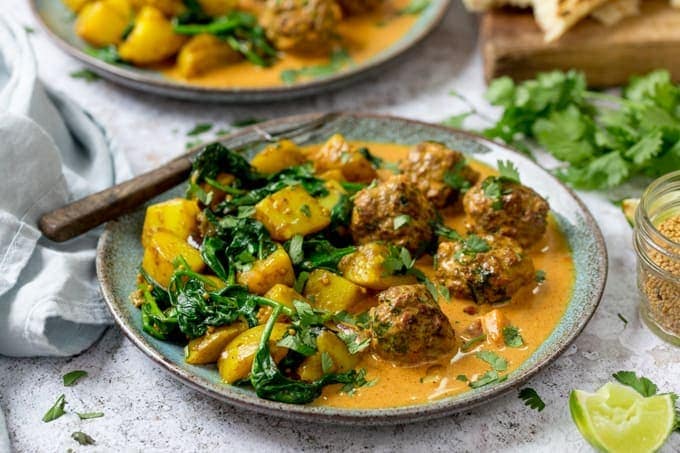 Beef Kofta with Saag Aloo - Nicky's Kitchen Sanctuary