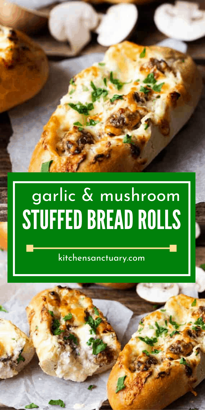Creamy Garlic & Mushroom Stuffed Bread Rolls - Nicky's Kitchen Sanctuary