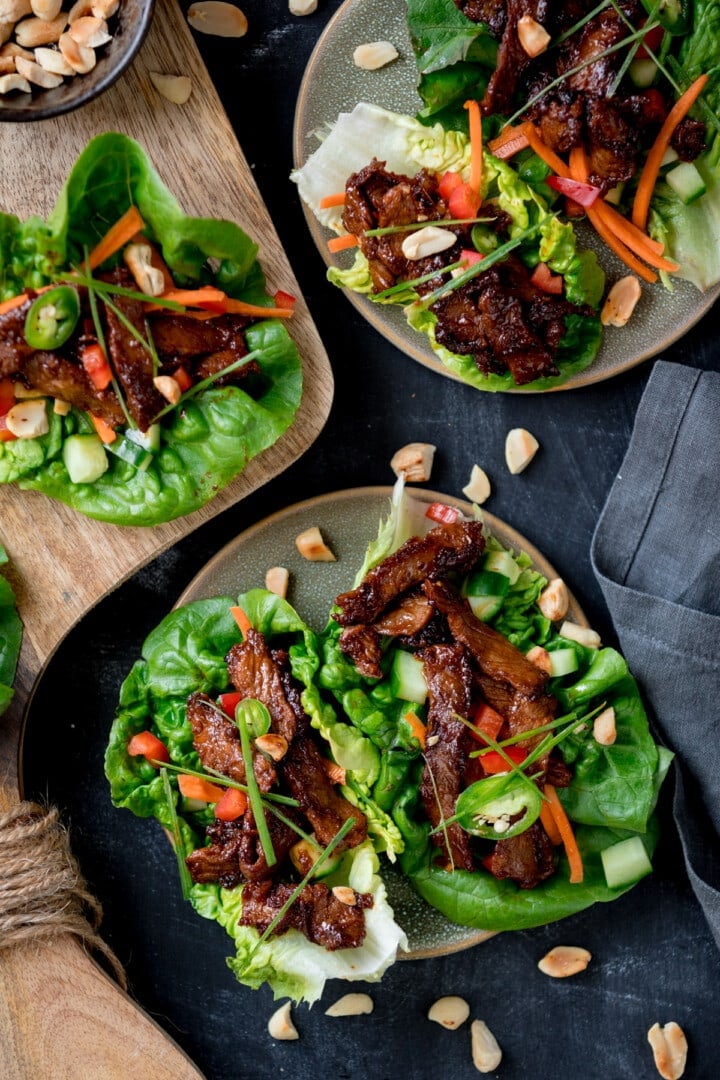 Korean Beef Lettuce Wraps - Nicky's Kitchen Sanctuary