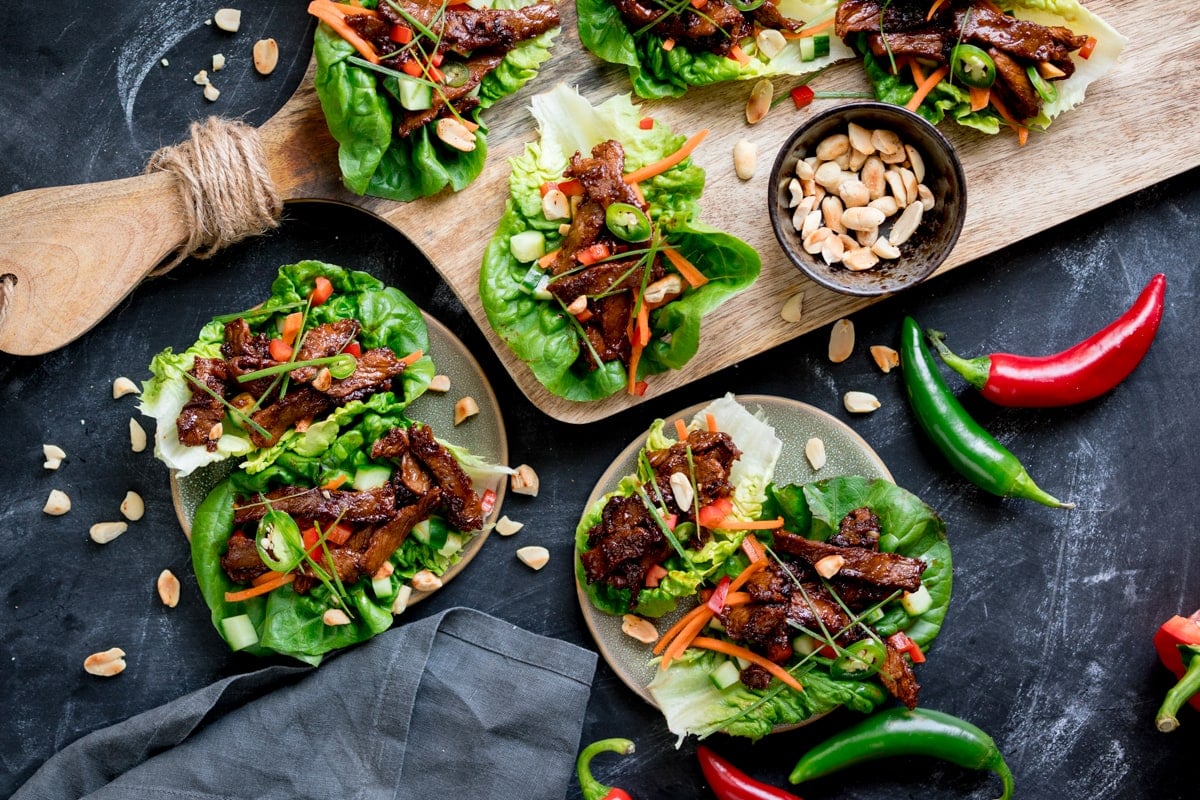 Korean Beef Lettuce Wraps - Nicky's Kitchen Sanctuary