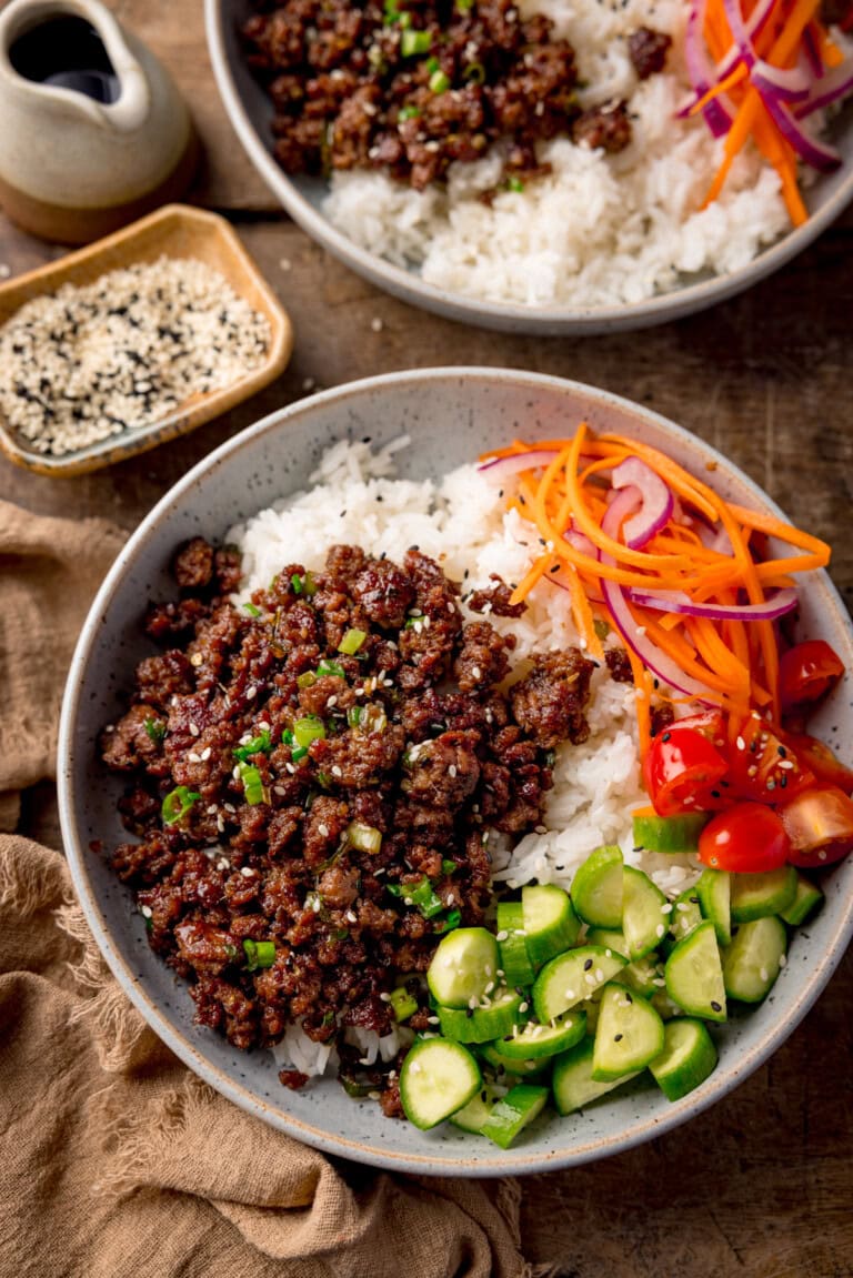 Vietnamese-style Caramelized Minced Beef Rice Bowls - Nicky's Kitchen ...