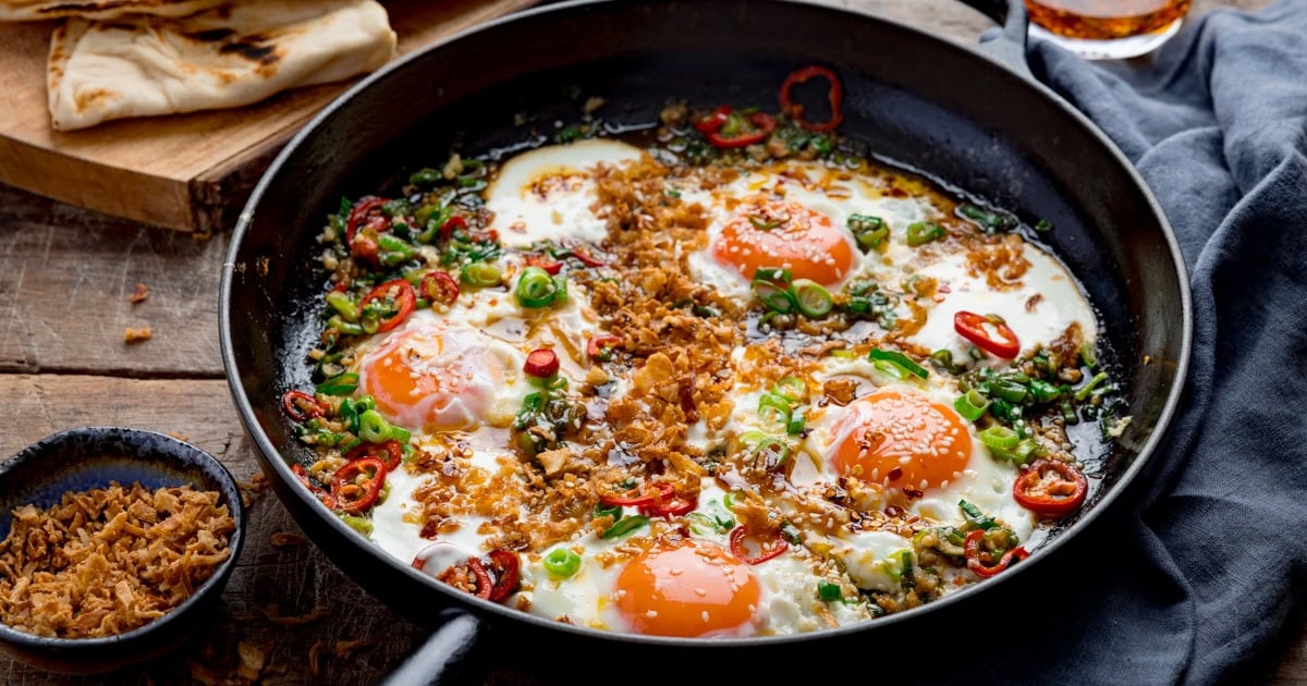 Spicy Fried Eggs - Nicky's Kitchen Sanctuary